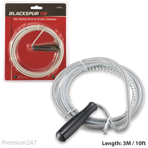 3m Flexible Drain Unblocking Rods Long Sink Unblocker Cleaner Snake ...