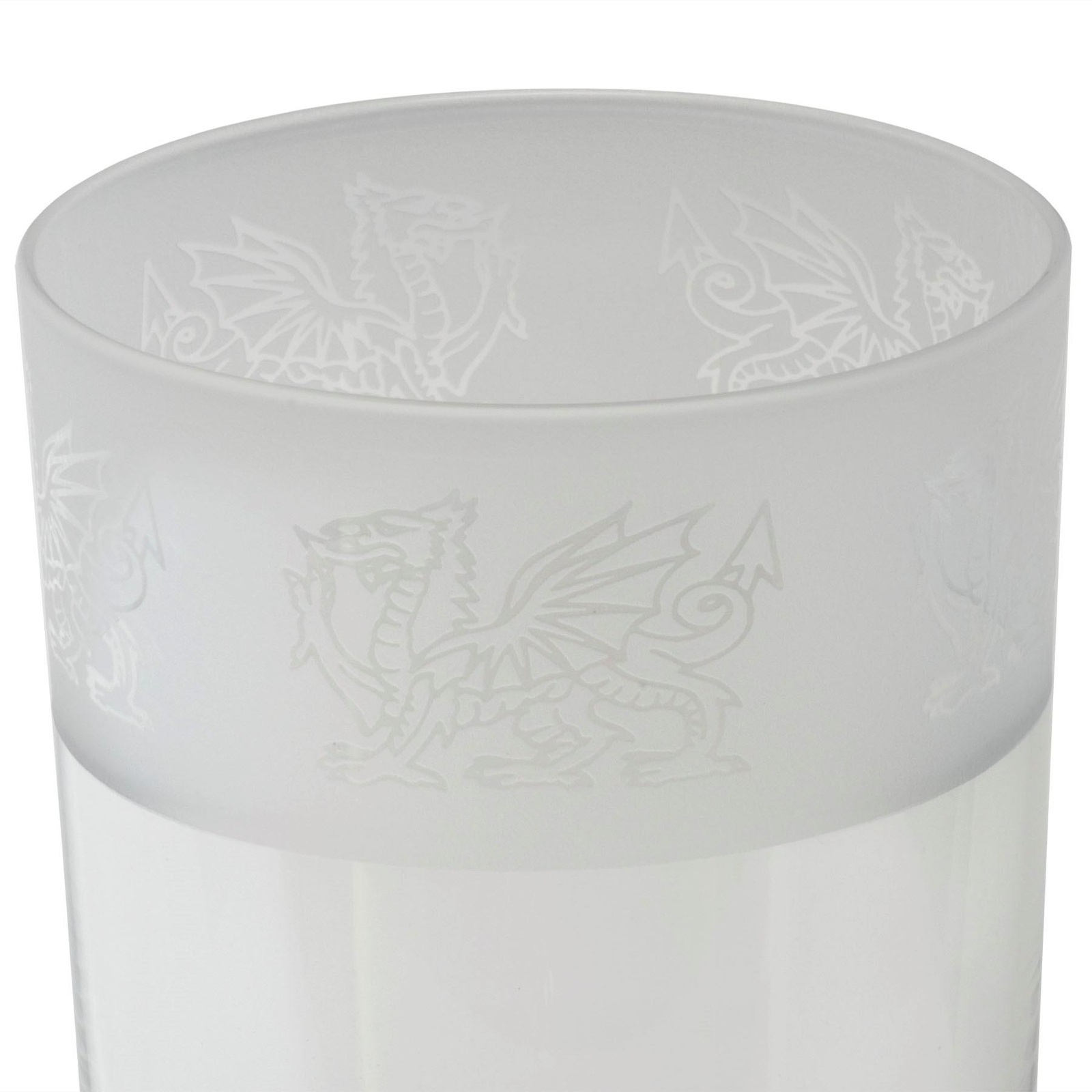 Highball Glass Decorated Welsh Dragon Frosted Sandblast Drink Tumbler ...