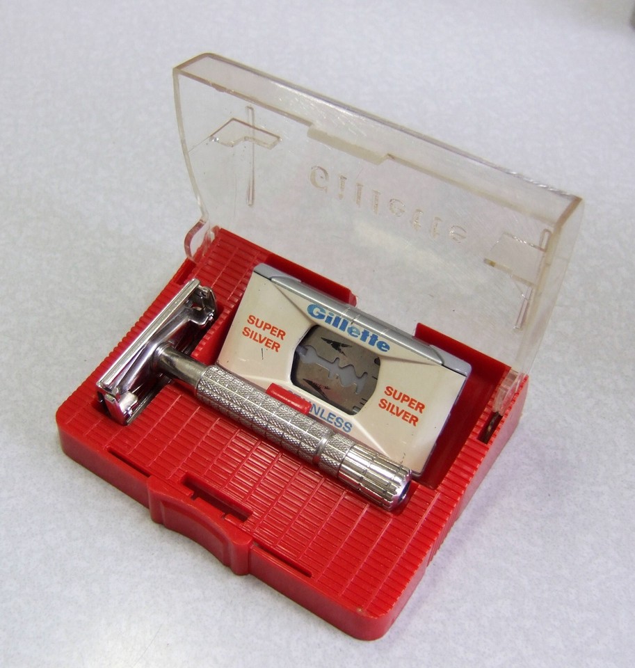 Vintage Z-2 1954 Gillette Super Speed Flare Tip DE Safety Razor Set in ...