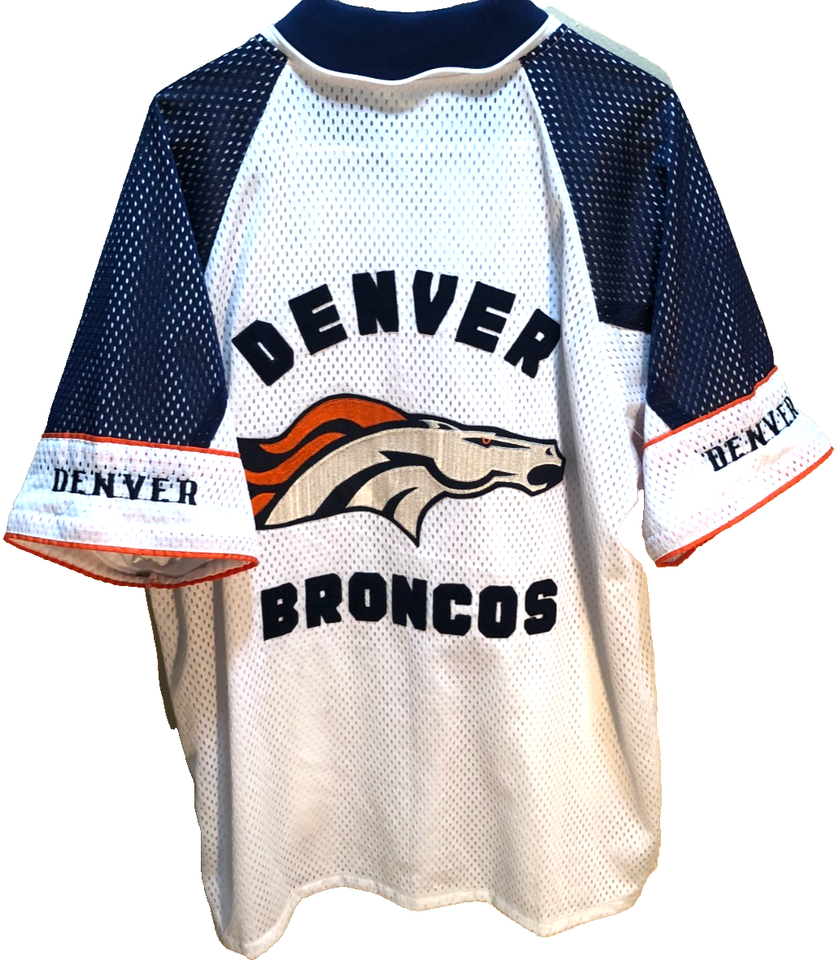 Denver Broncos NFL Mesh Removable Sleeves Zip Team Vintage Logo Sewn ...