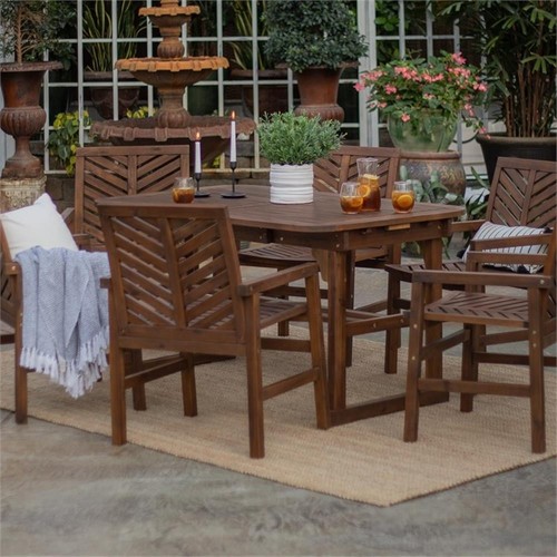 Afuera Living 7-Piece Extendable Outdoor Patio Dining Set in Dark Brown ...