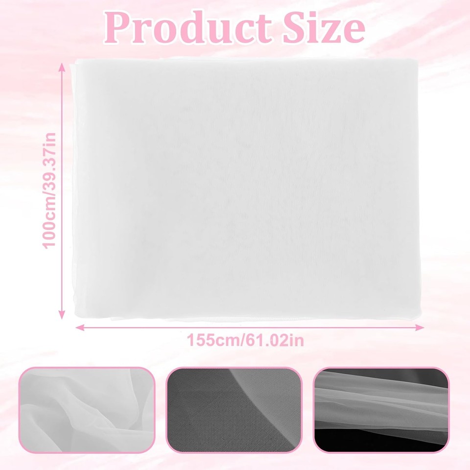 White Organza Fabric 59 Inches Wide 2 Yards Length Sheer Silk Tulle ...