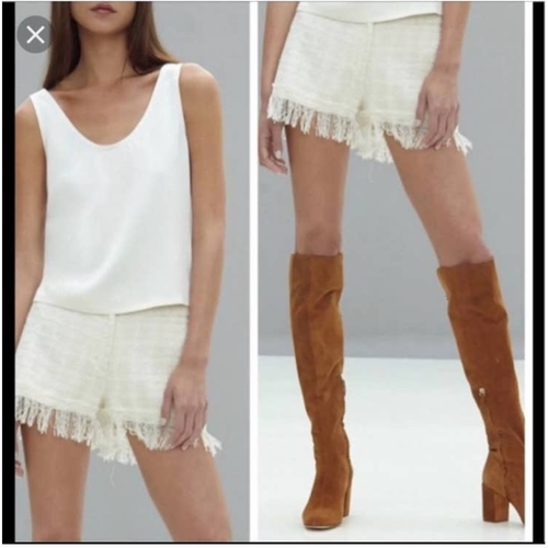 ALEXIS Damon Boulce Fringe Tweed Shorts in Ivory | eBay