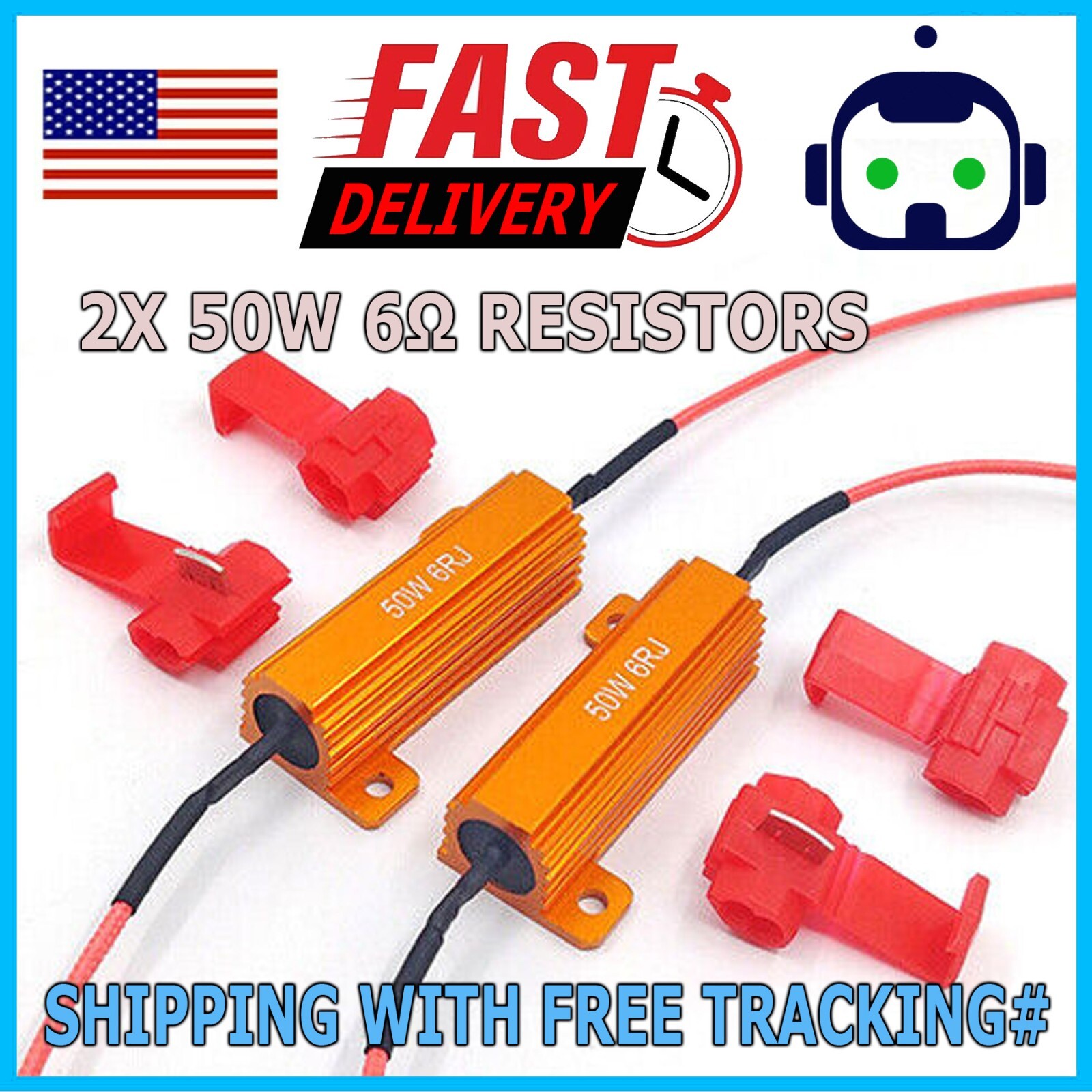 2pcs Load Resistor 50W 6RJ 6ohm LED Decoder FIX Hyper Flash Turn Signal ...