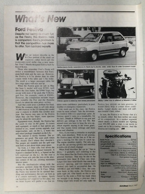 Misc 2882 Article What's New 1987 Ford Festiva May 4, 1987 1 page | eBay