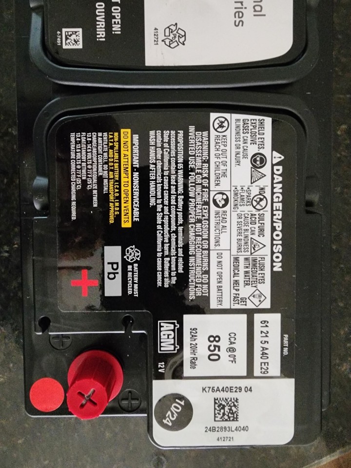 2024 BMW OEM AGM Battery 92AH CCA850 | 612010 61212353812 61215A40E29 ...