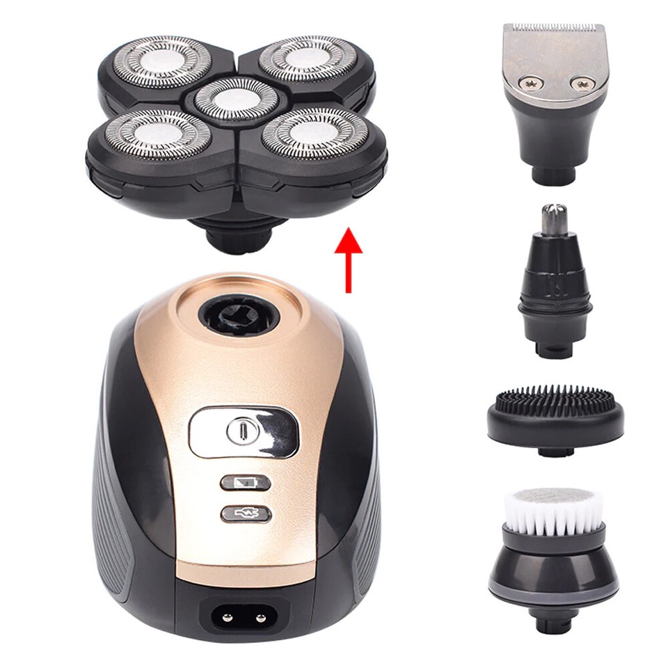 5 IN 1 4D Rotary Electric Shaver Rechargeable Bald Head Hair Beard ...