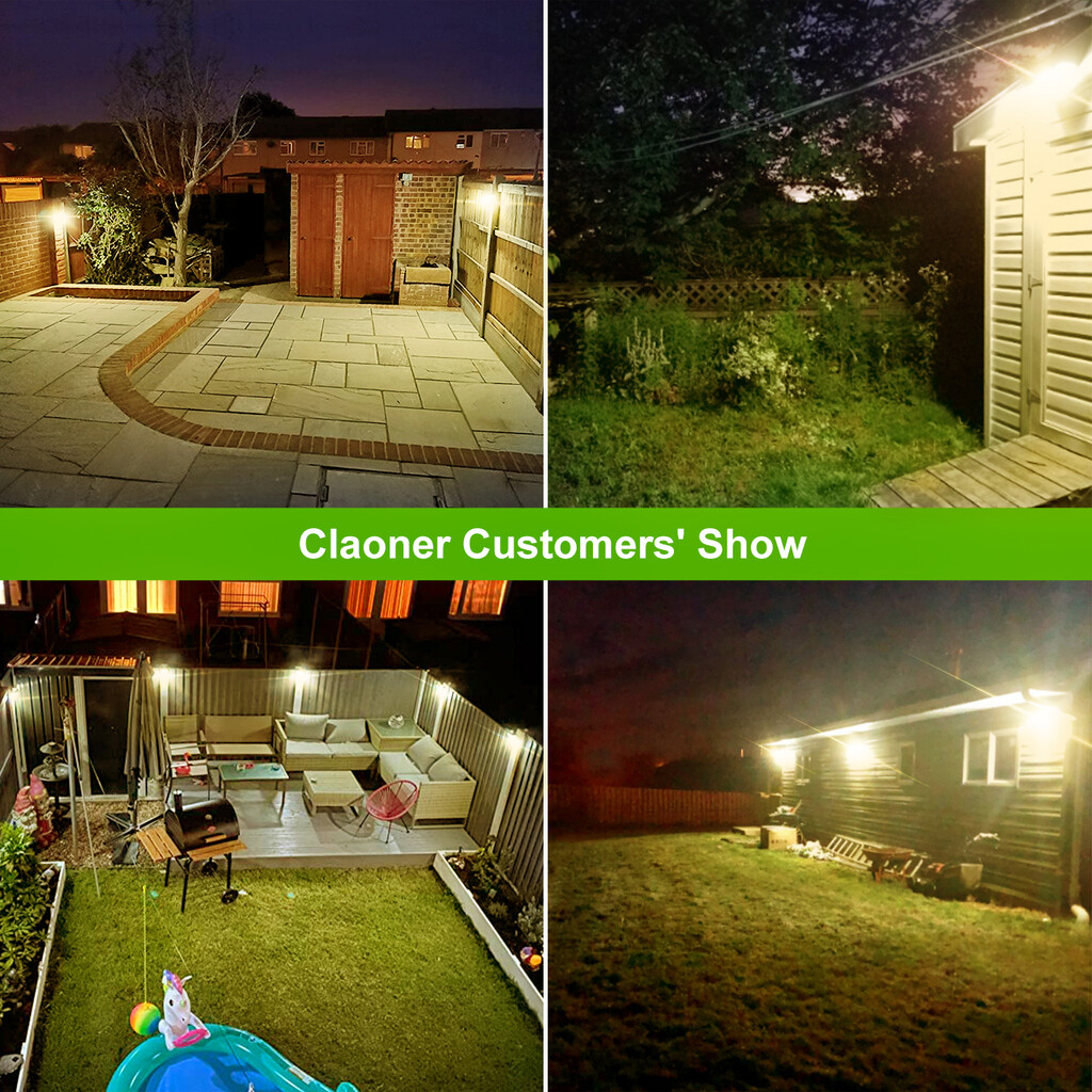 CLAONER 128 LED Solar Power Light PIR Motion Sensor Outdoor Garden ...