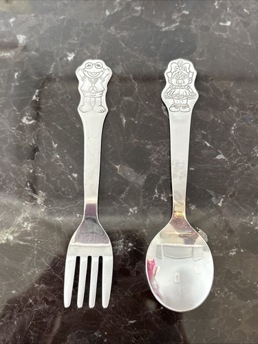 Henson Muppet Babies Kermit & Miss Piggy Silverware Spoon Fork Remco ...