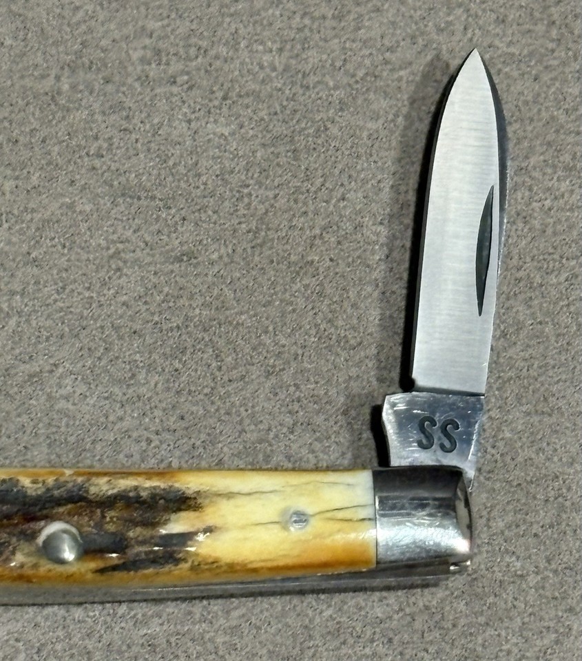 1977 CASE XX 5233 PEN KNIFE PREMIUM STAG “BLUE SCROLL “ 3 DOT - NICE | eBay