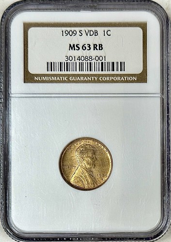 1909 S VDB LINCOLN WHEAT CENT NGC MS63RB KEY DATE - GREAT EYE APPEAL ...