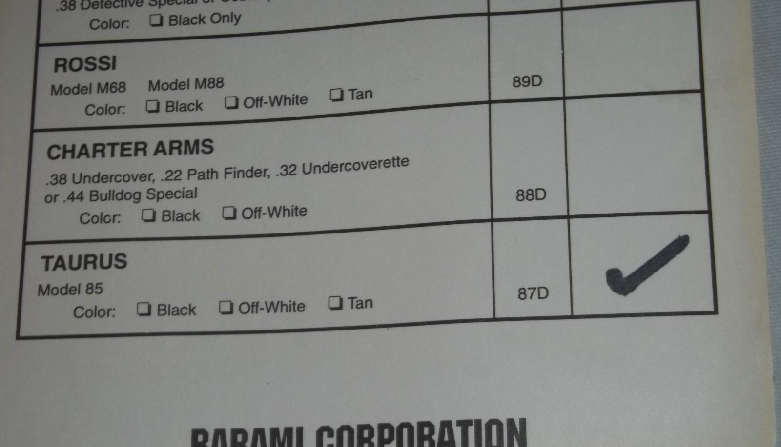 Barami Hip Grip Taurus Model 85 850 #87D Tan Pistol Handle Holster ...