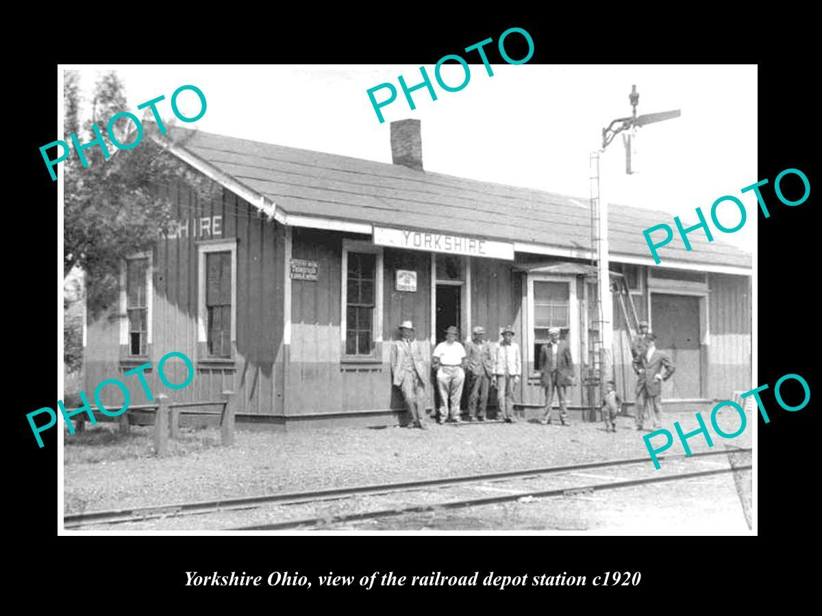 OLD POSTCARD SIZE PHOTO OF YORKSHIRE OHIO THE RAILROAD DEPOT STATION ...