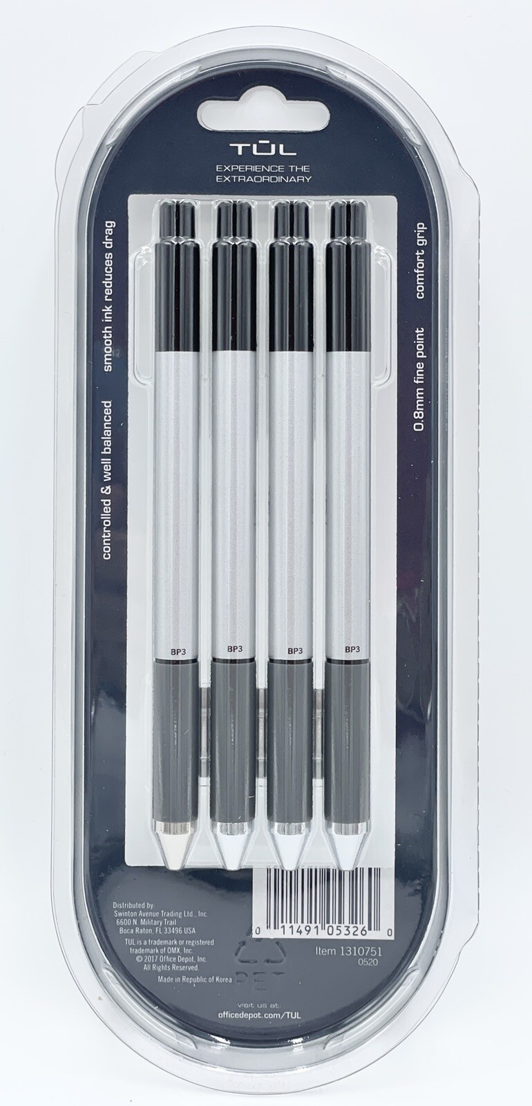 TUL BP3 Ballpoint Pens, Fine Point, 0.8 mm, Super Smooth Black Ink ...