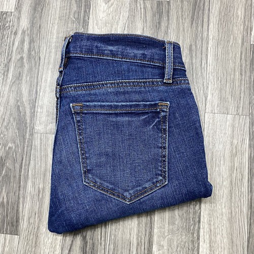 LOFT Modern Straight Leg Folded Hem Low Rise Blue Denim Jeans Women's ...