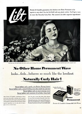 1951 LILT HOME PERM Large Original Vintage Print Ad Permanent Wave Curl ...