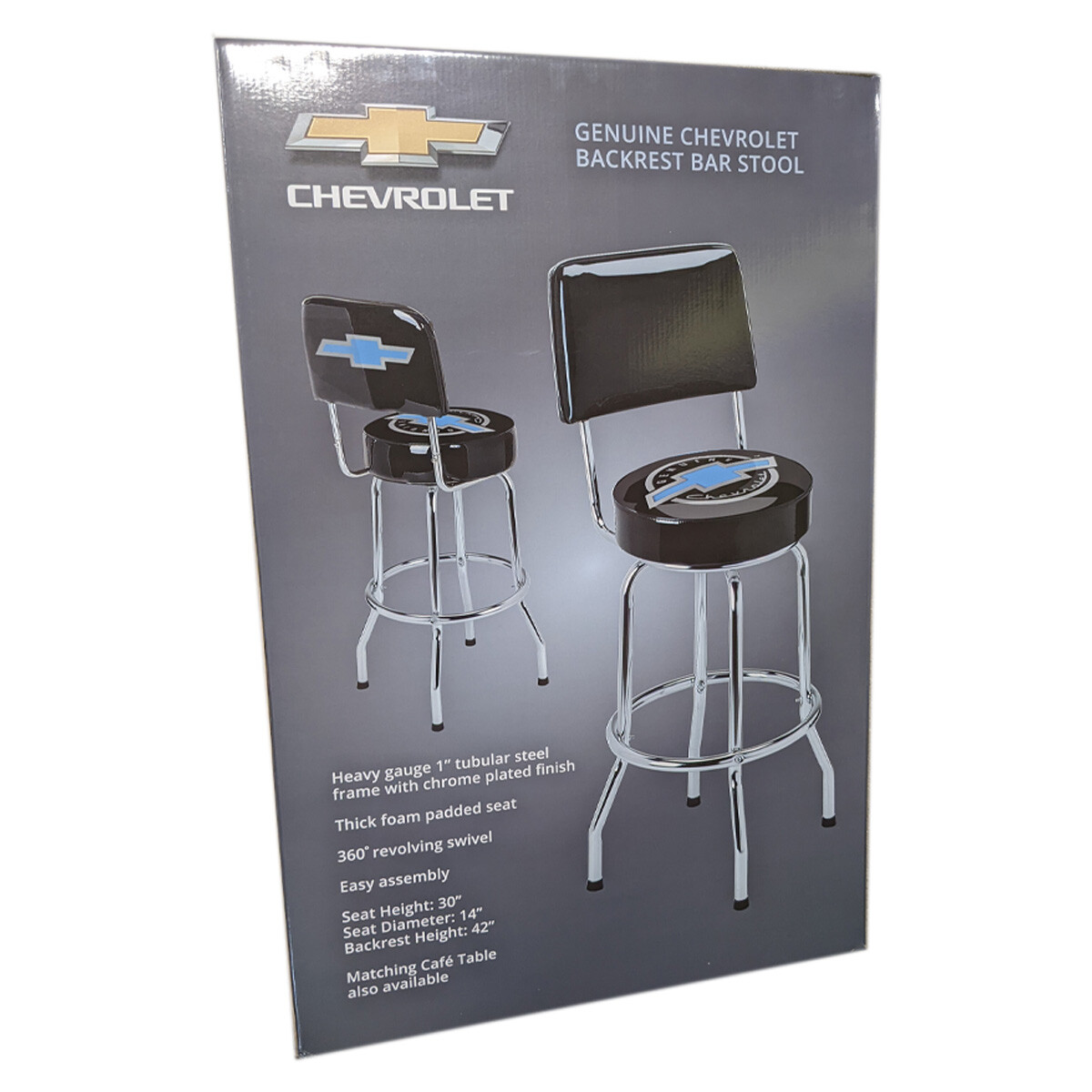 42" Chevrolet Bar Stool with Backrest Swivel Bowtie Logo | eBay
