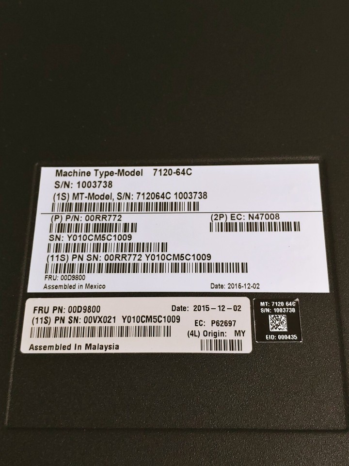 IBM G8264 RackSwitch 48x 10GbE SFP+ 4x 40GbE QSFP+ 781E6X3 7120-64C ...