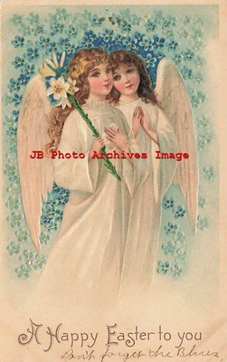 Easter, BW No 288, Angels Praying with Forget Me Not Flowers | eBay