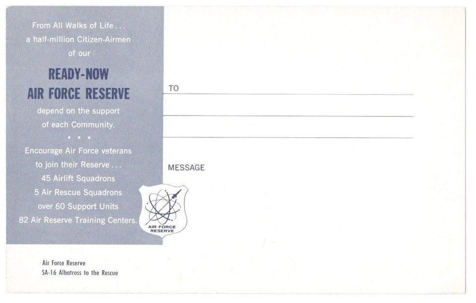 U.S. AIR FORCE RESERVE GRUMMAN ALBATROS OVERSIZE POSTCARD | eBay