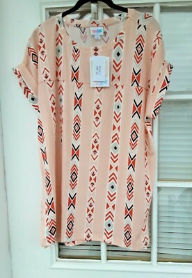 NWT Lularoe Size L Large Leah Drop Shoulder Cuff Tunic Peach ...