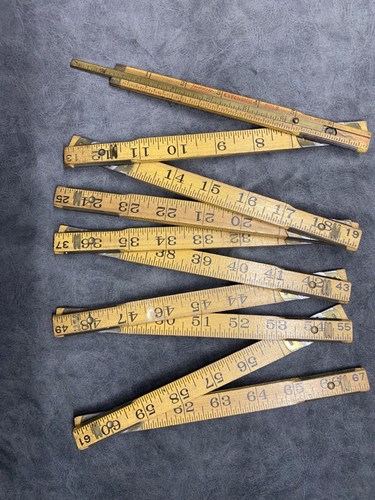 Vintage LUFKIN Folding 72" Wooden Ruler Red End x46 Extension Rule,Free ...