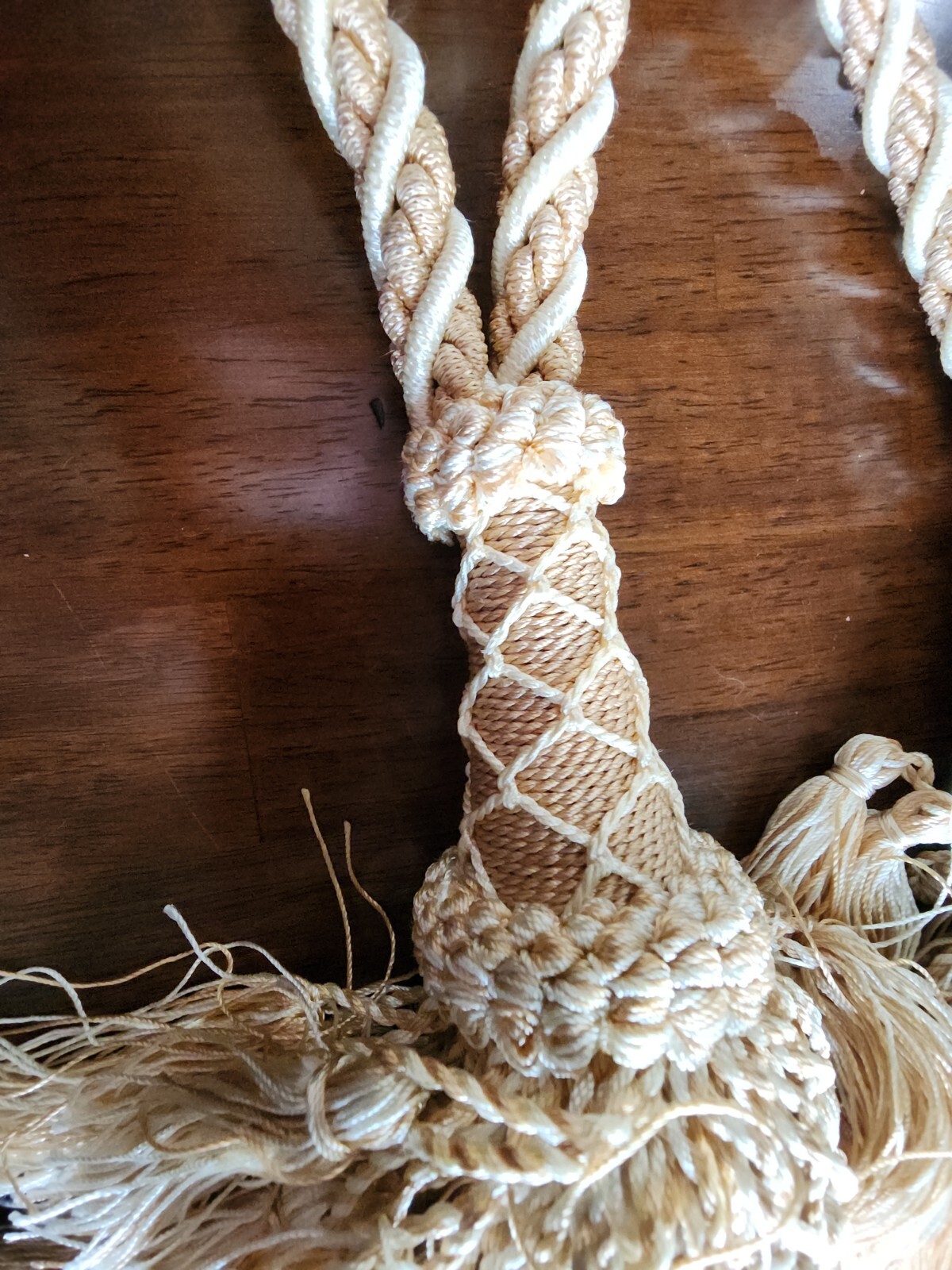 Window Curtain Tassel Tie Back Drapery Rope Cord Tassels Beige Gold ...