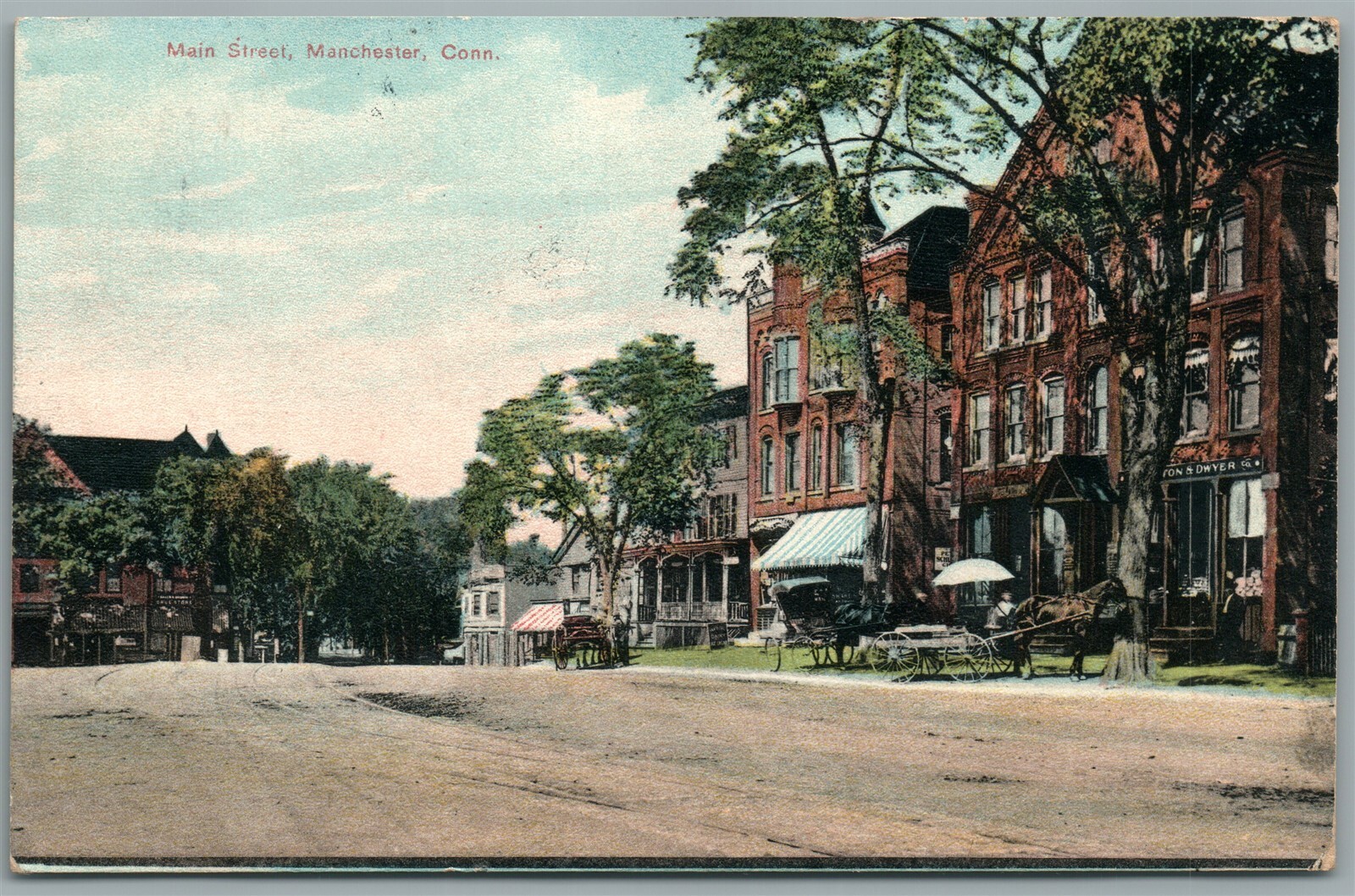 MANCHESTER CT MAIN STREET ANTIQUE POSTCARD | eBay