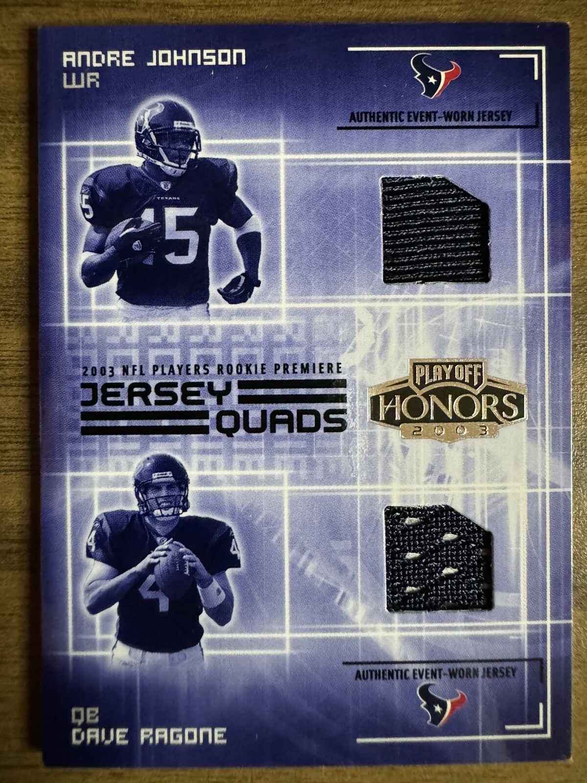 2003 Playoff Honors Andre Johnson Rookie Jersey Quads /250 #JQ3 Houston ...