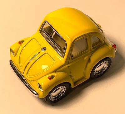 Kinsfun Yellow Little Beetle Car Die-Cast Metal with Plastic Pull Back ...