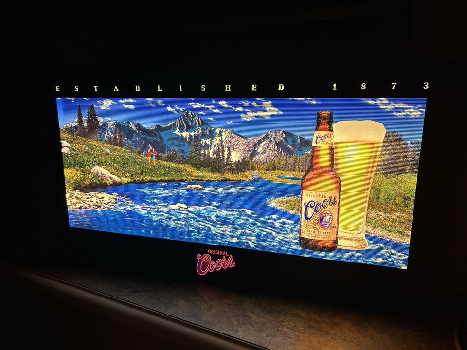 Coors Beer Motion Moving Water Bar Sign Light Rare NOS Graphics Silent ...