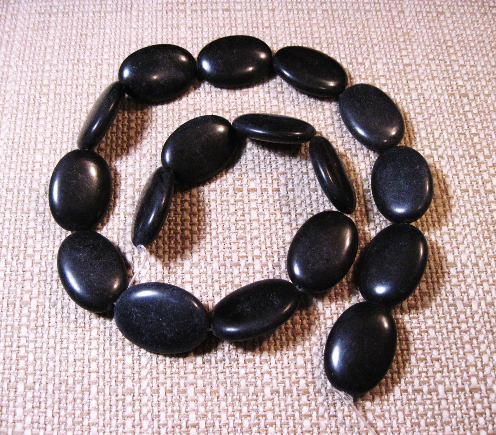 Beautiful Strand of Large 25mm to 15mm Oval Black Jasper Beads Lot# 278 ...