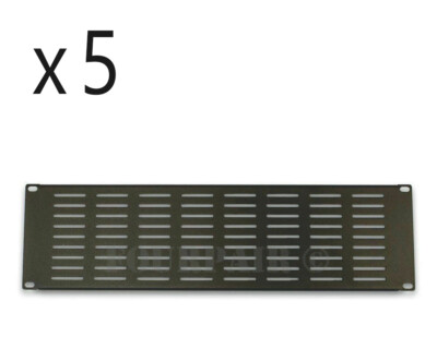 5 Pack - 3 Space 3U - 19" Blank Vented IT Rack Mount Server Panel ...