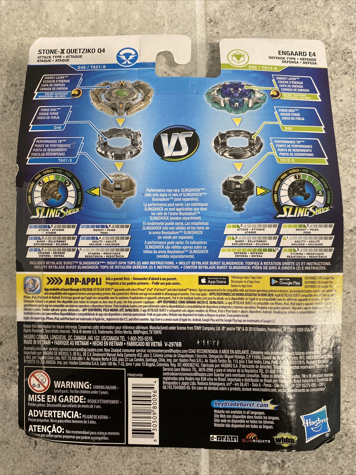 Beyblade Burst Turbo SlingShock Dual PK Stone-x Quetziko Q4 Engaged E4 ...
