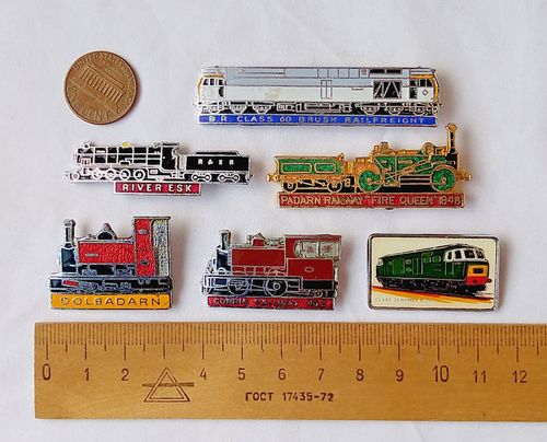 Steam Train & Locomotive badge Lot 6x Railroad Railway transport enamel ...