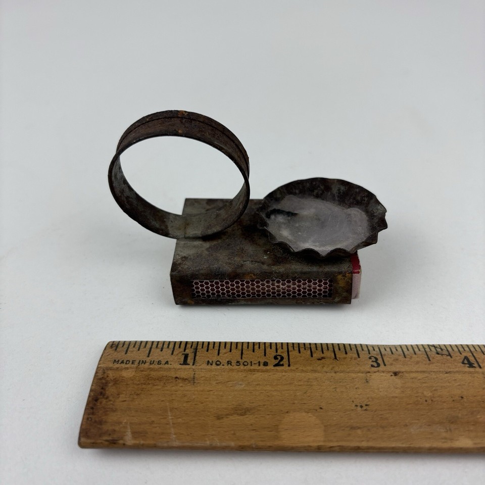 Vintage Tin Matchbox & Candle Holder- Antique Tinder Box Candle Holder ...