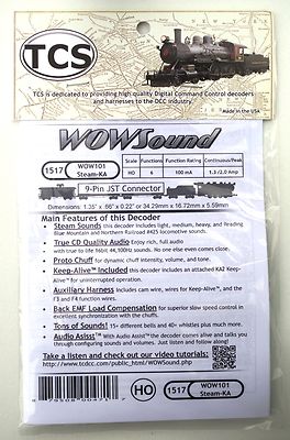 DCC TCS WOW101-KA Steam Sound Decoder with Keep Alive HO Scale, Version ...