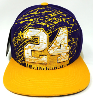 24 Snapback Cap Hat Black Mamba Kobe 100% Cotton Adult OSFM Purple Gold ...