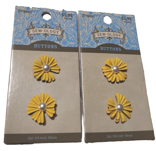 Lot Of 2 Sew-ology Sewology Yellow Daisy Shank Buttons Embellishments ...