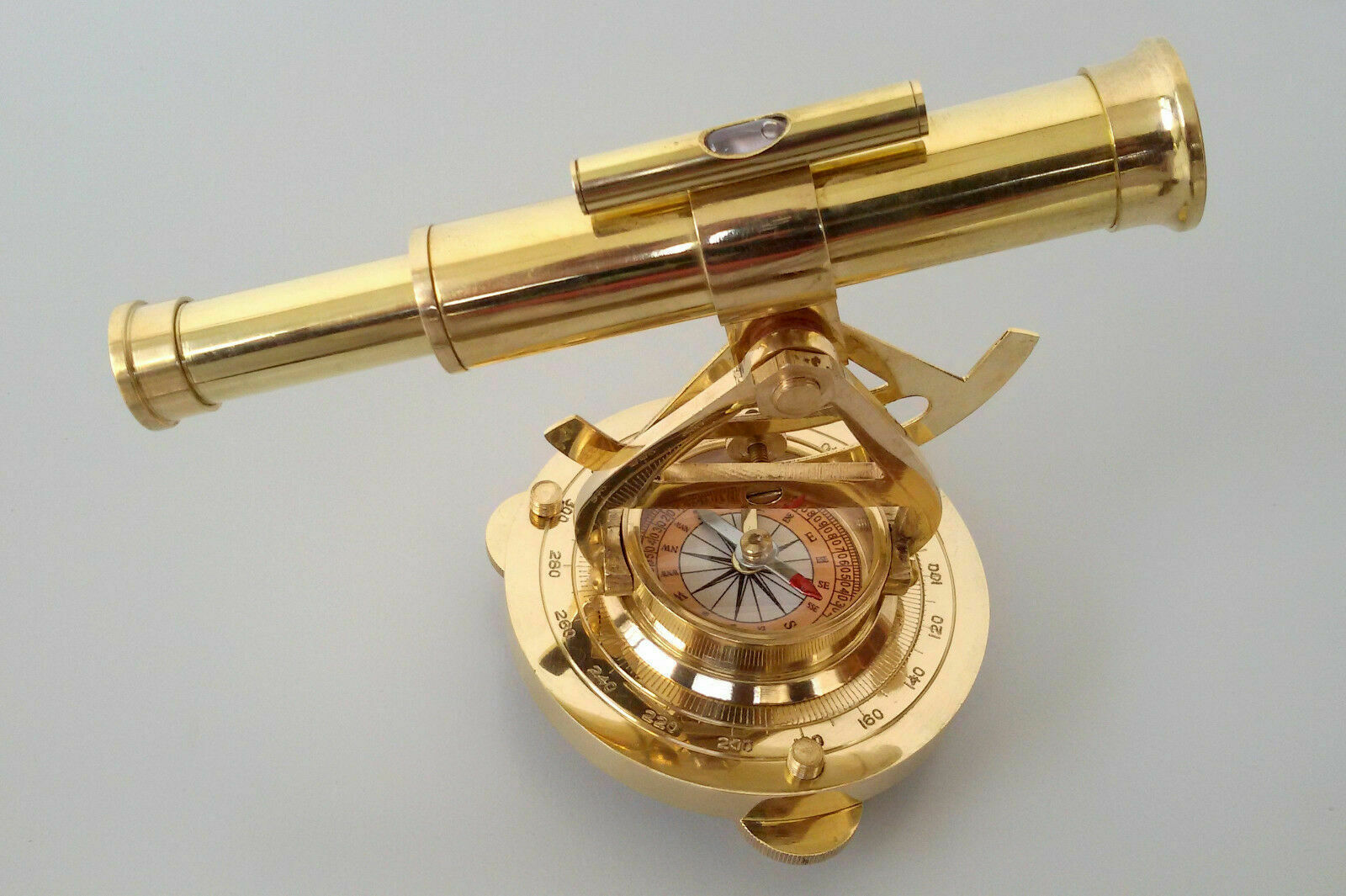 Vintage brass theodolite alidade telescope compass surveying instrument ...
