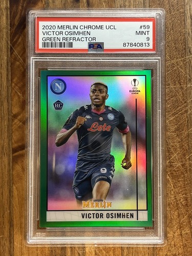 2020-21 Topps Merlin Chrome UCL #59 Victor Osimhen RC GREEN 53/99 PSA 9 ...