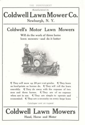 Coldwell Lawn Mower - Newburgh, N. Y. - Riding lawn mower -original ad ...