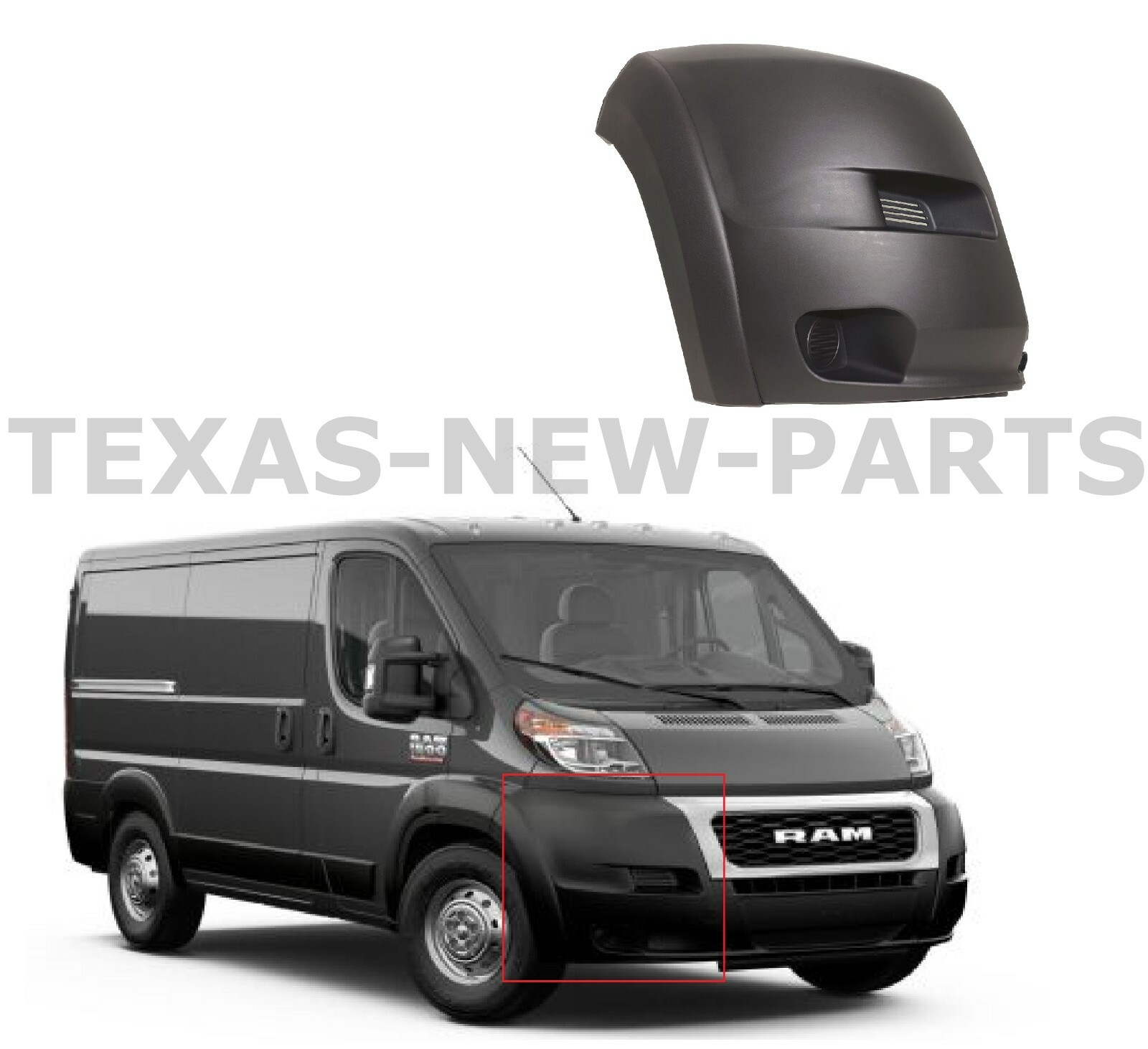 Fits 2019-2022 Ram ProMaster Right Front Bumper Side Cover Cap With ...