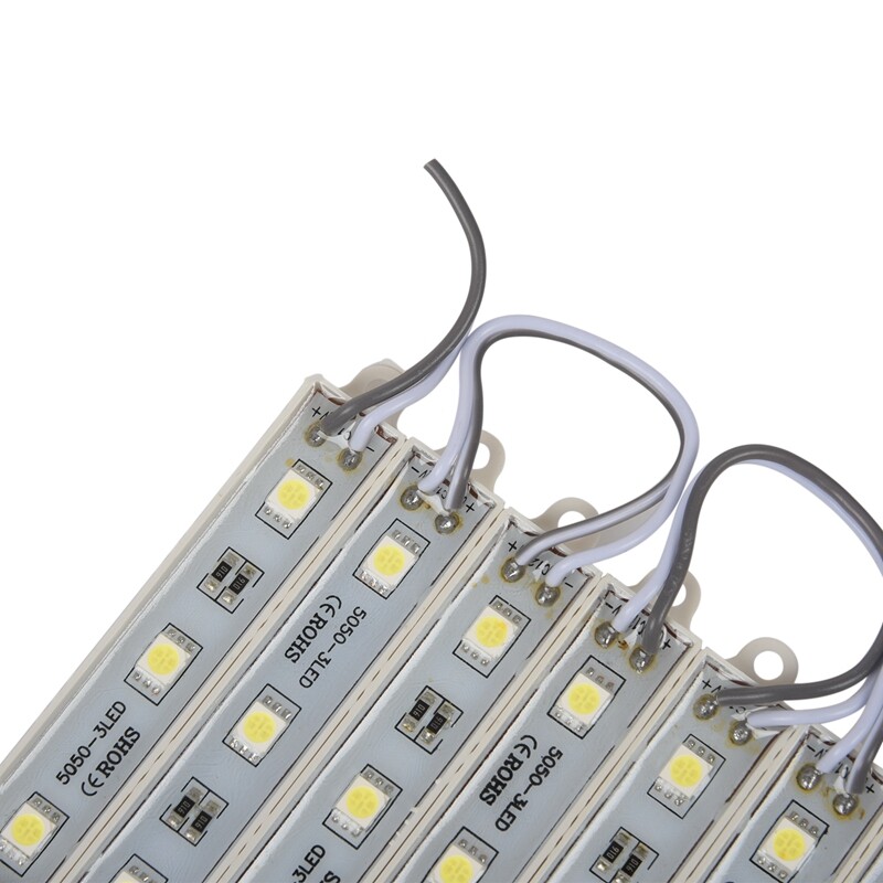 1*10pcs 5050 SMD 3 LED Module String Light Waterproof DC 12V Cool W3 ...
