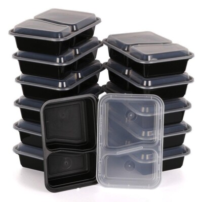 10 Pack 2 Compartment Food Meal Prep Container Microwave Lunch Box ...