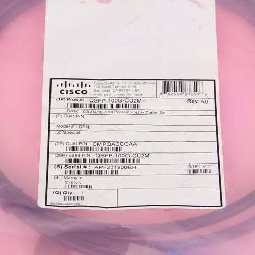 Cisco QSFP-100G-CU2M 2M PASSIVE COP CBL 100GBASE-CR4 | eBay