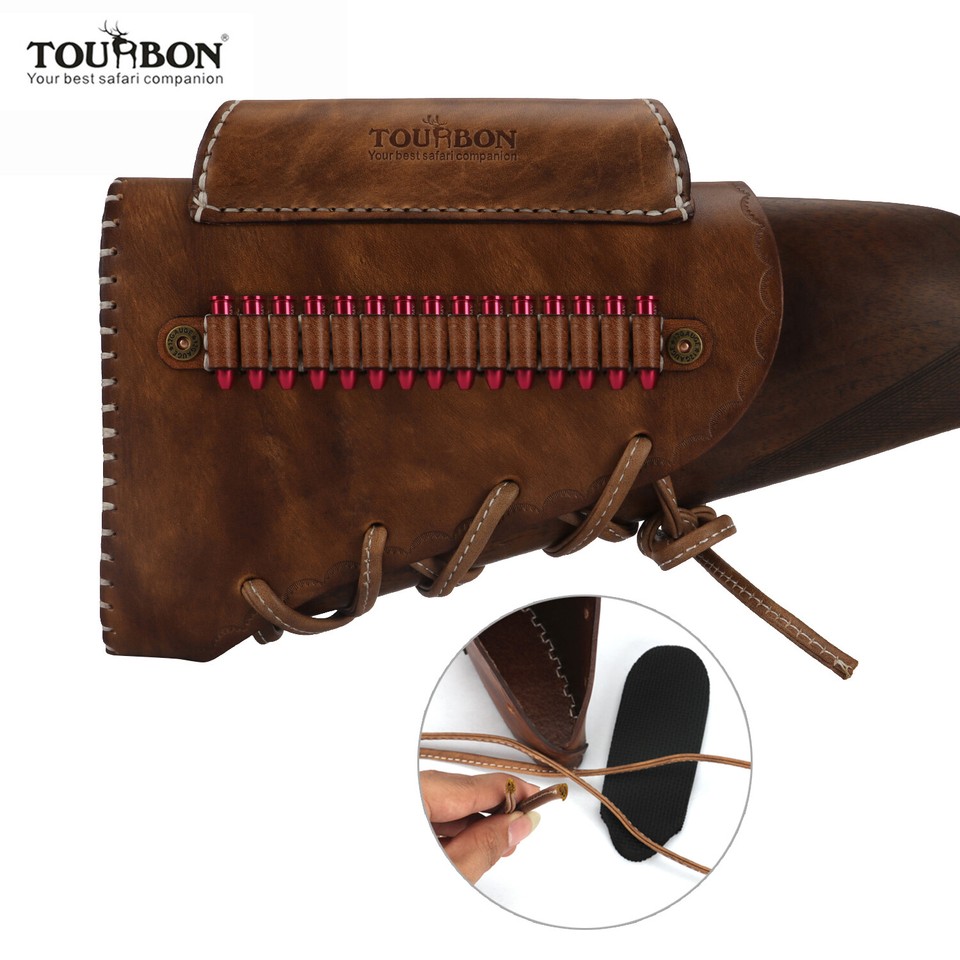 TOURBON .22LR PU/Leather Cheek Rest Shooting Rifle Butt Stock Ammo ...
