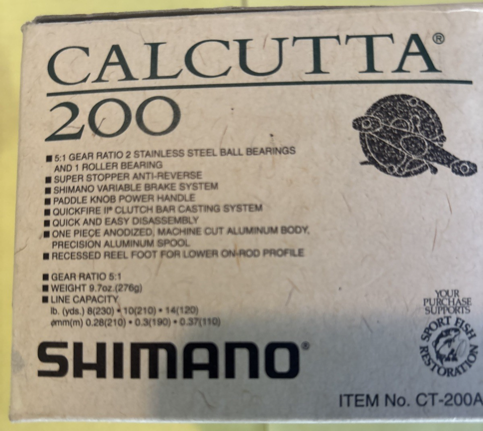 Shimano Calcutta 200 Bait caster Reel with Pouch New never used. FREE ...
