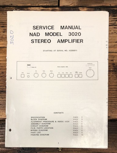 NAD Model 3020B 3120 Amplifier Service Manual *Original* | eBay