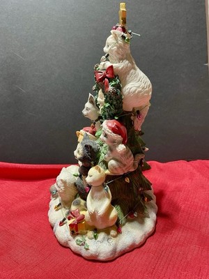 Kitty Cat Light Up Christmas Tree Table Centerpiece Working Resin | eBay